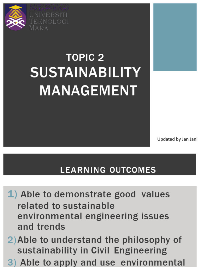 Uitm Topic 2 Sustainability Management Pdf Sustainability