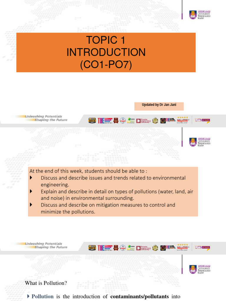 UiTM ECW445 Topic 1 - Introduction | PDF | Water Pollution | Water