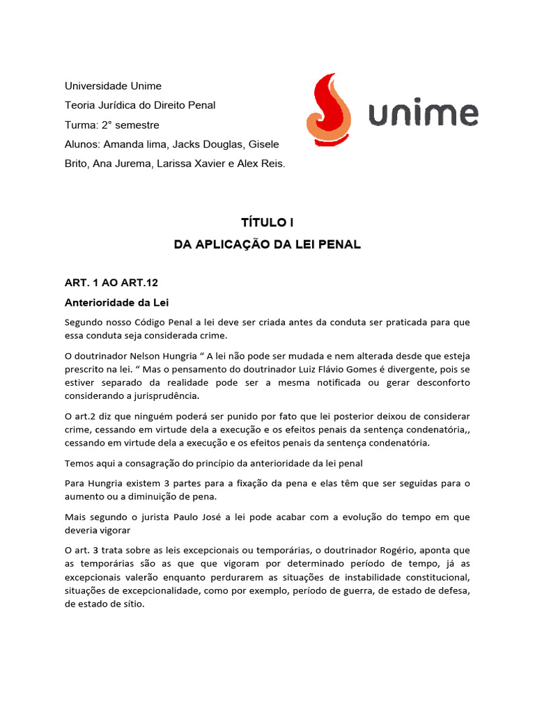 Apontamento Artigos 1 Ao 120 CP | PDF | Crimes | Crime e Violência