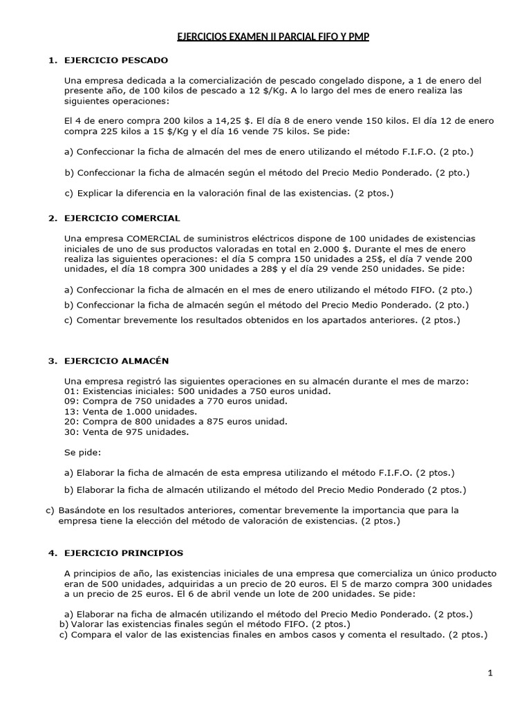 04 Ejercicios Fifo y PMP Repaso Abau | PDF