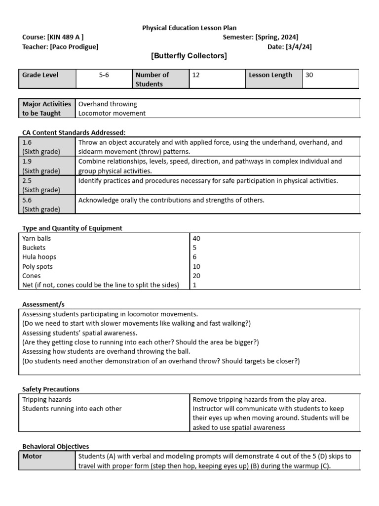 lesson plan olders paco prodigue final | PDF | Lesson Plan | Physical Education