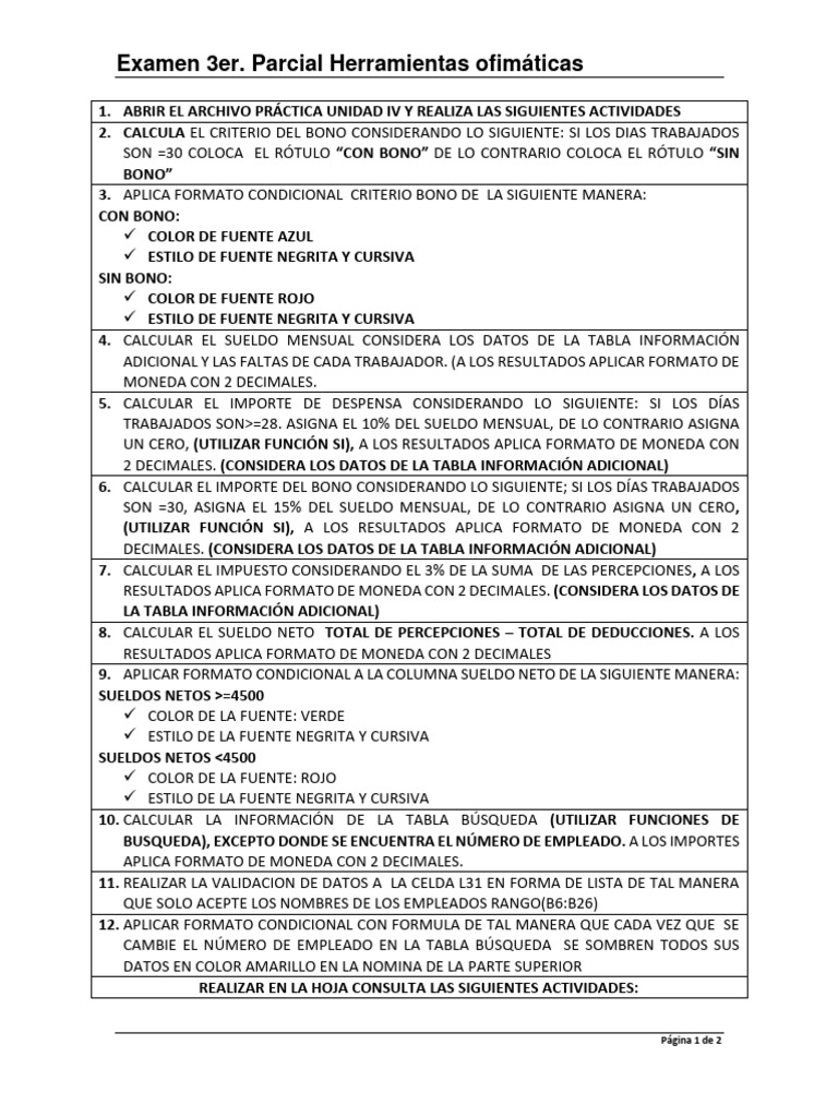 Examen 3er Parcial Excel 2024 | PDF Examen 3er Parcial Excel 2024 | PDF