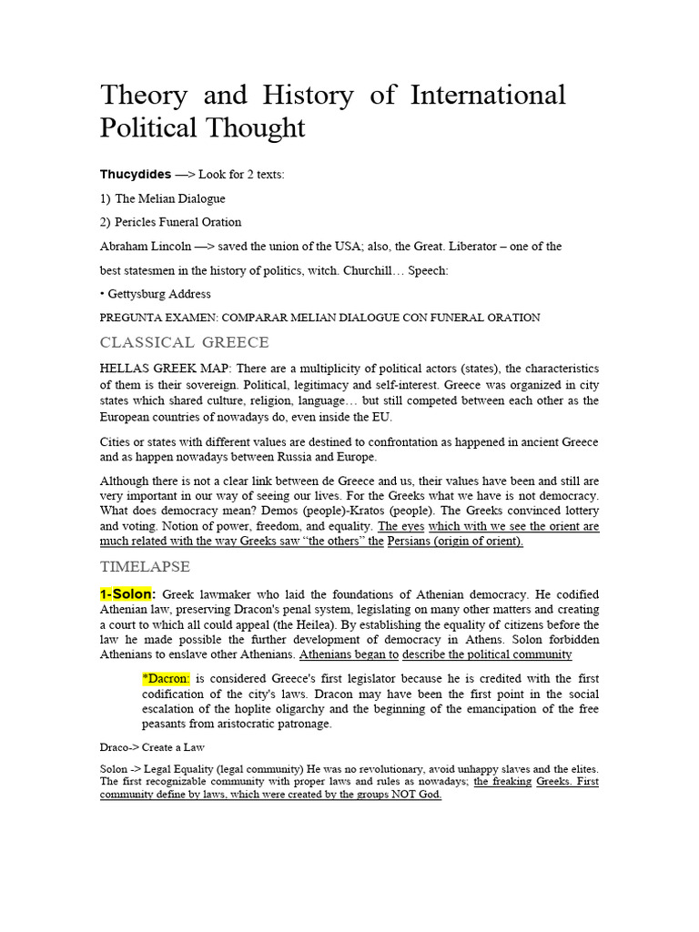 Apuntes Finales Political Thought | PDF | Peloponnesian War | Political ...