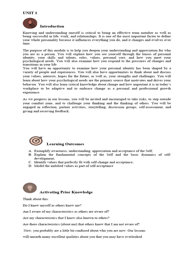 TOPIC-1-THE-SELF | PDF | Self Concept | Self Esteem