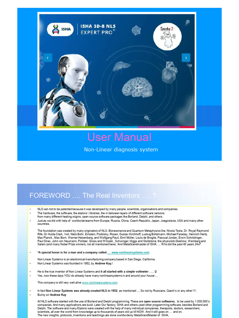ISHA 3D-8 NLS Plus User Manual NLS Bioresonance Training 2023 | PDF | Muscle