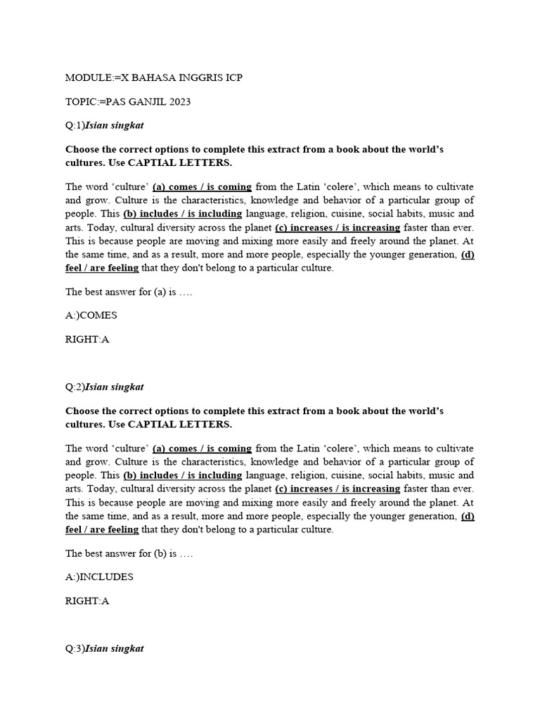 Soal Pas X Icp - B.ing SMT 1 (Revised) | PDF | Driver's License | Vehicles