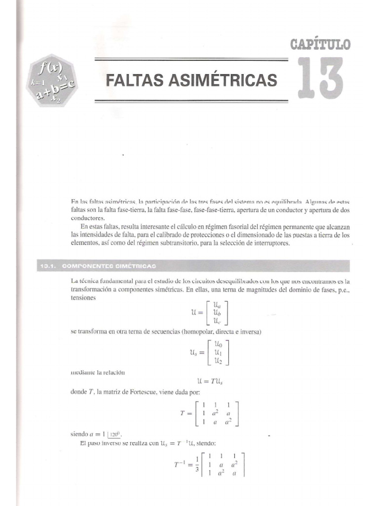 Fallas Asimétricas Componentes Simetricas | PDF