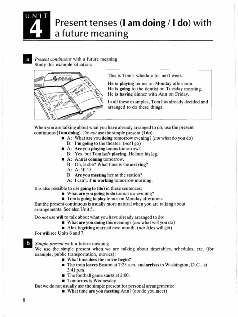 Homework Present Tenses as Future Meaning | PDF