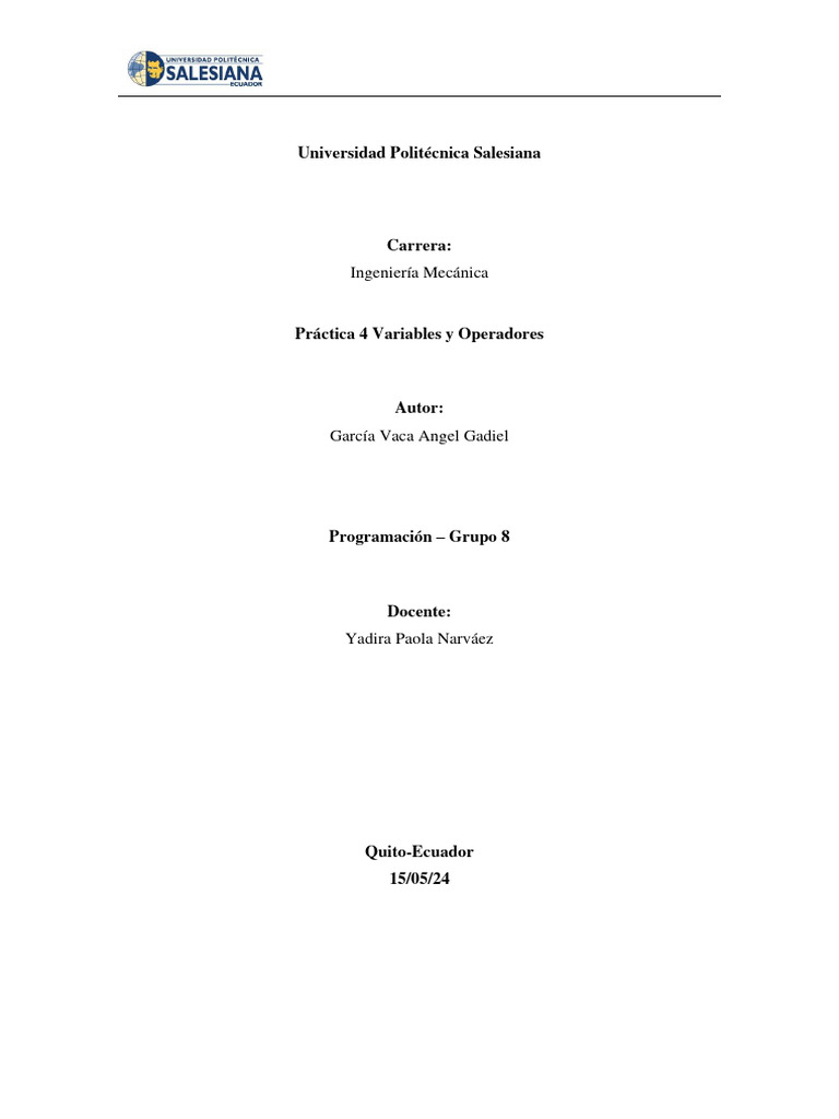 Garcia Angel Práctica 4 Variables Y Operadores 1 Pdf Variable Informática Algoritmos