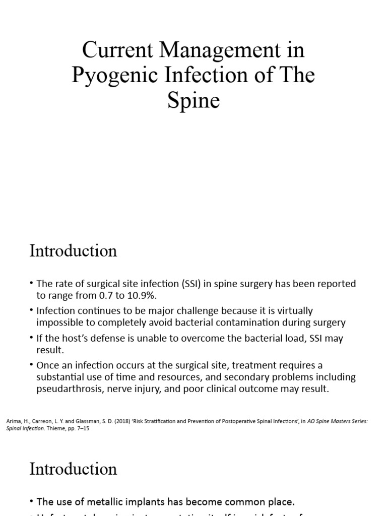 Current Management in Pyogenic Spondylitis | PDF | Vertebral Column ...