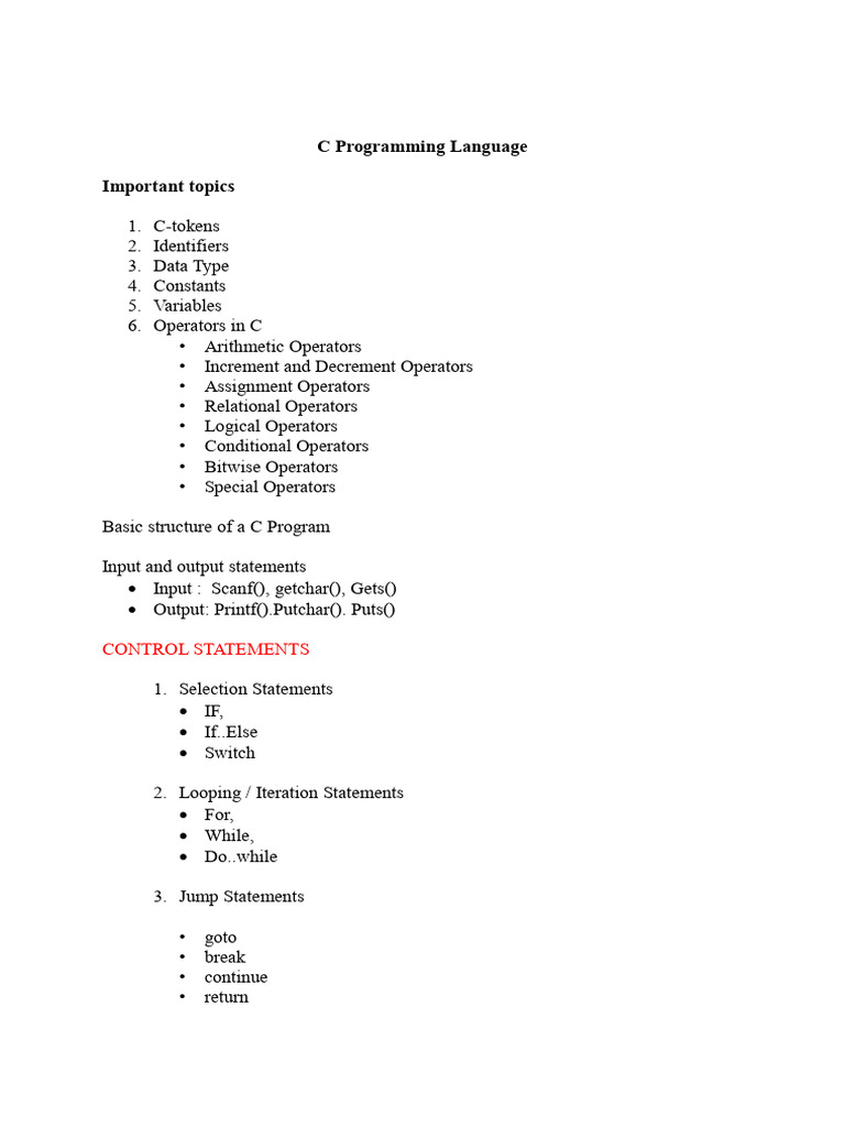 C Programming Essentials | PDF