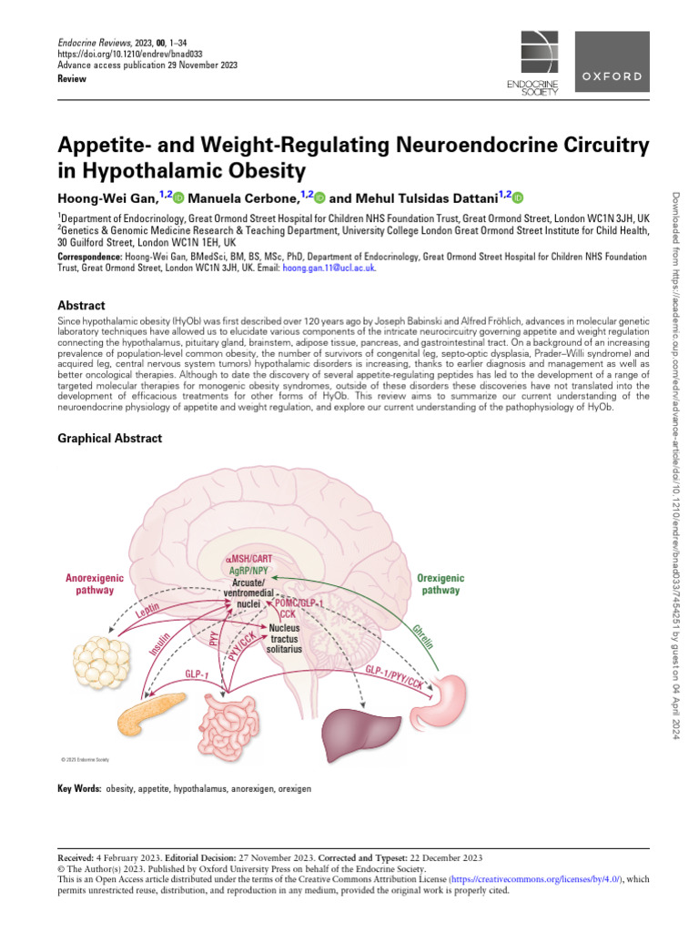 Appetite - and Weight-Regulating Neuroendocrine Circuitry in ...