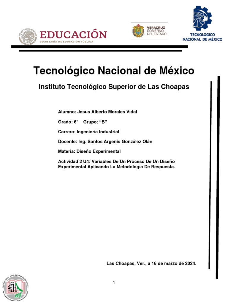 Actividad 2 U4 | PDF | Experimentar | Diseño de experimentos