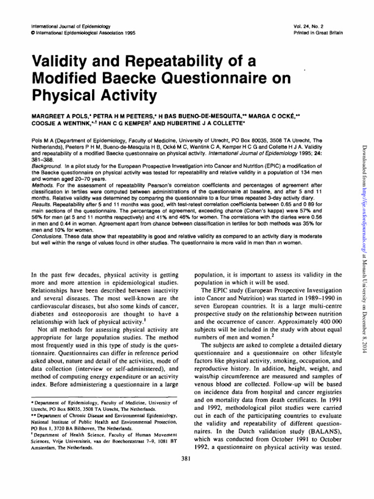 1995 - Validity and Repeatability of A | PDF | Validity (Statistics)
