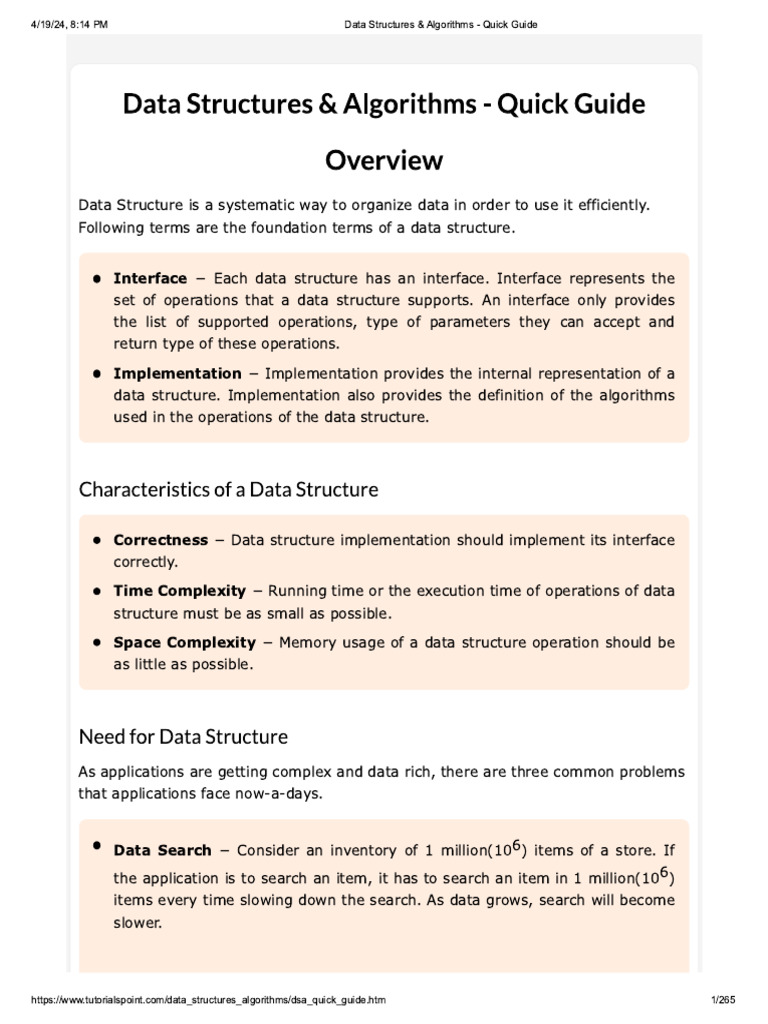 Data Structures & Algorithms - Quick Guide | PDF