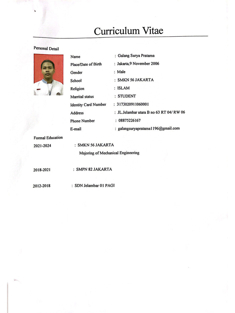 CV - Galang Surya Pratama | PDF