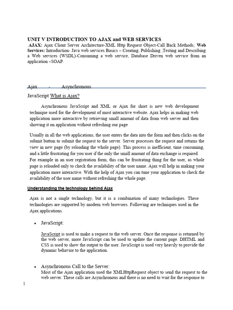 Unit 4 Pdf Ajax Programming Web Service 8998