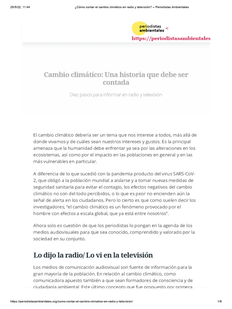 ¿Cómo Contar El Cambio Climático en Radio y Televisión - Periodistas ...