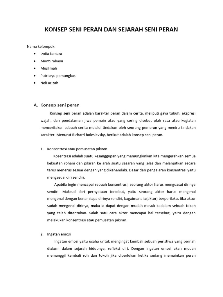 Konsep dan Sejarah Seni Peran | PDF
