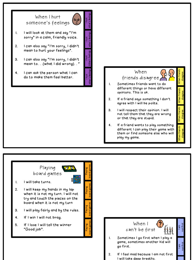 Social Skills Cue Cards-6 | PDF