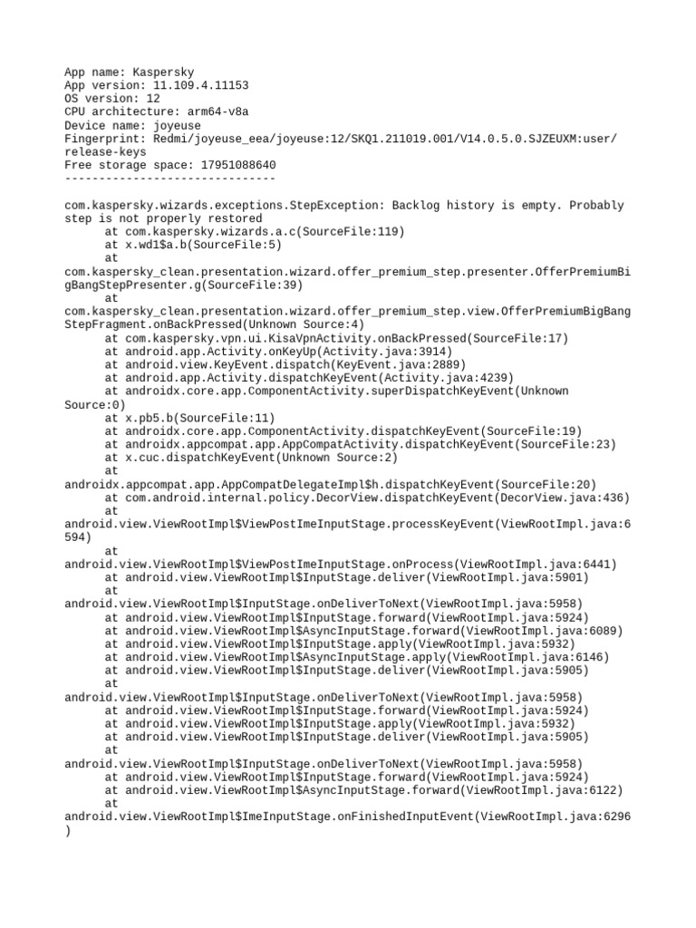 Kaspersky App Debug Log | PDF | Mobile App | Android (Operating System)