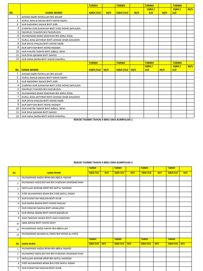 REKOD TASMIK 4 IS 2023 | PDF