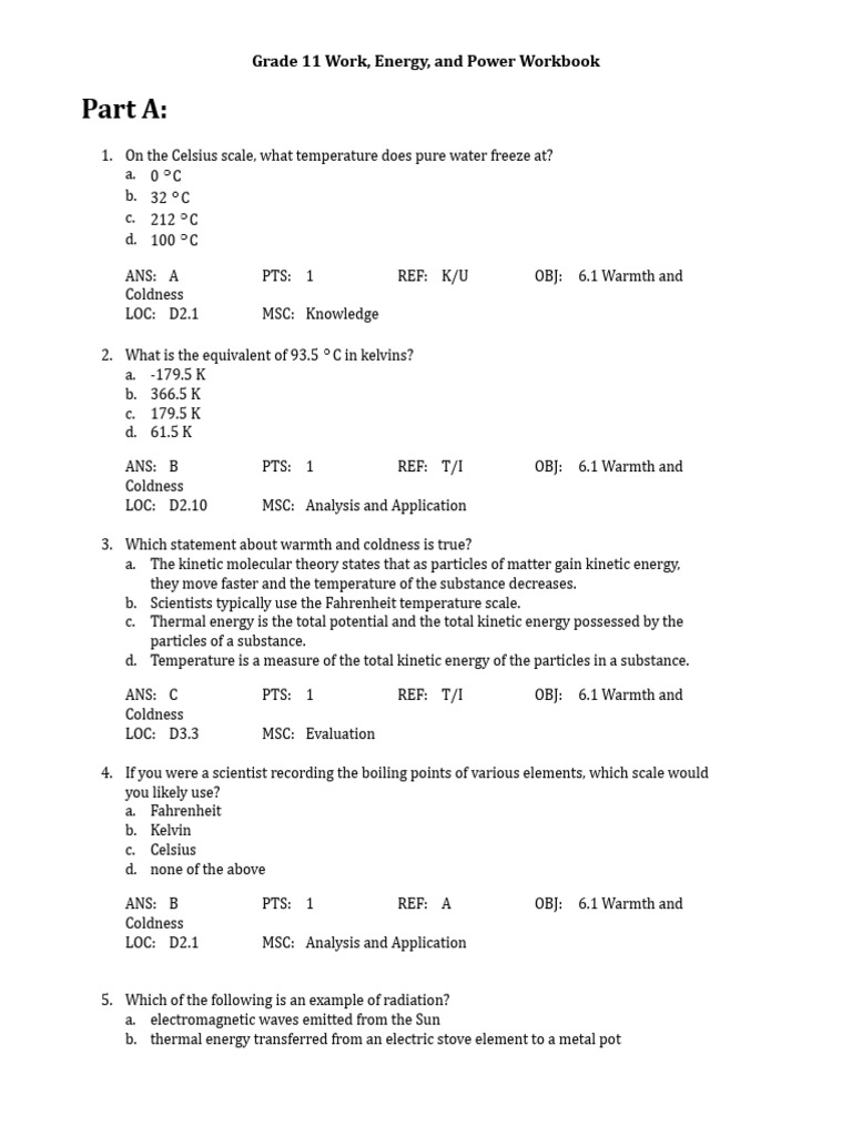Dany Grade 11 Work Energy and Power Work Booklet and Answer Key | PDF ...