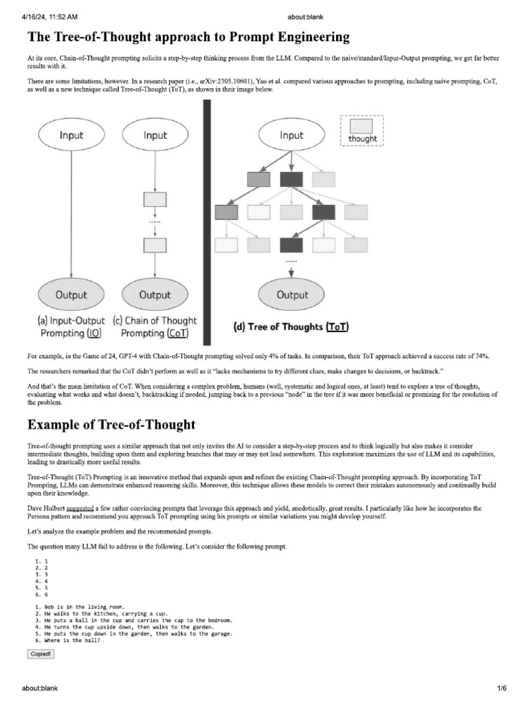 The Tree-of-Thought Approach To Prompt Engineering | PDF
