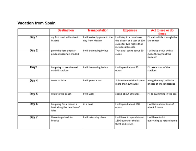 My Holiday Schedule | PDF