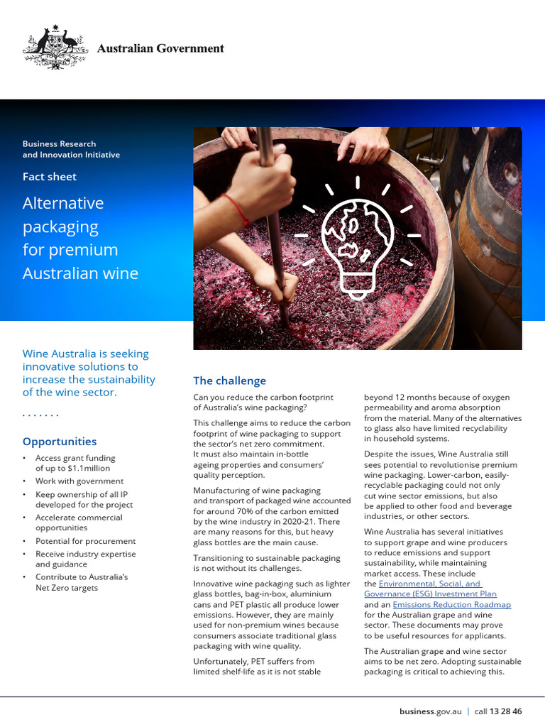 Sustainable Packaging for Australian Wine | PDF | Wine | Sustainability