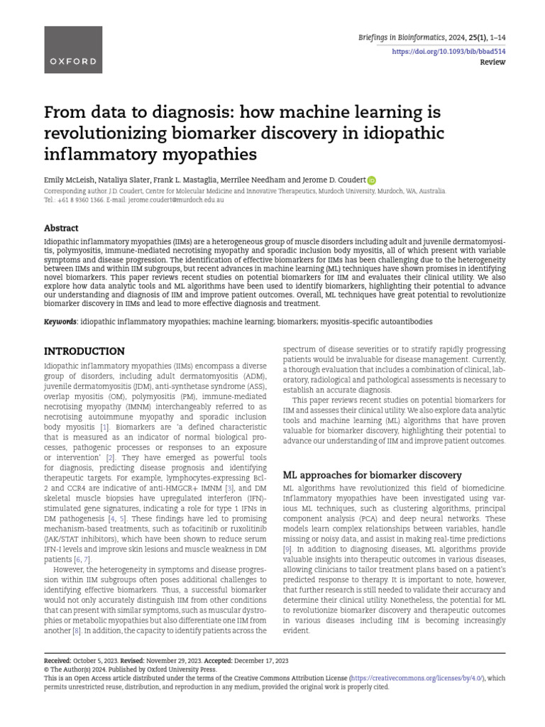 2024 Biomarkers DL ML IIM | PDF | Machine Learning | Deep Learning