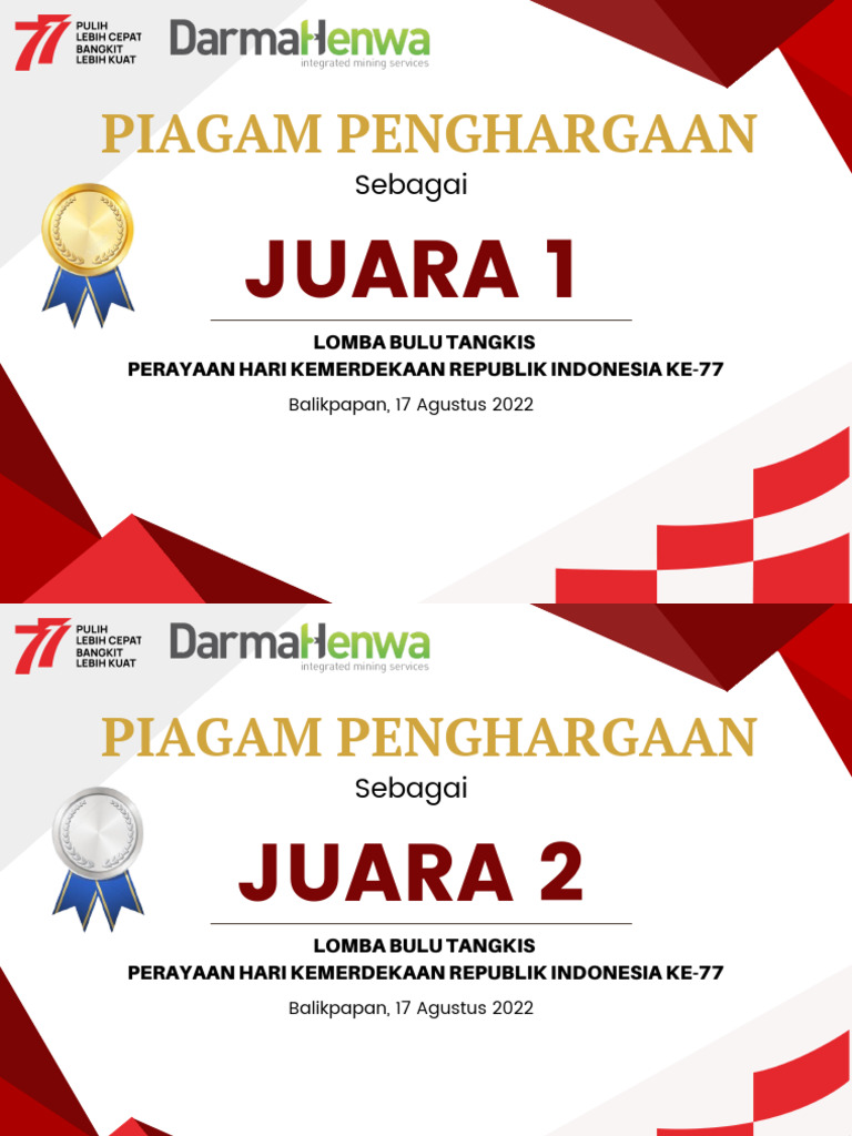 Piagam Juara Lomba Badminton 2022 | PDF | Kesehatan Holistik
