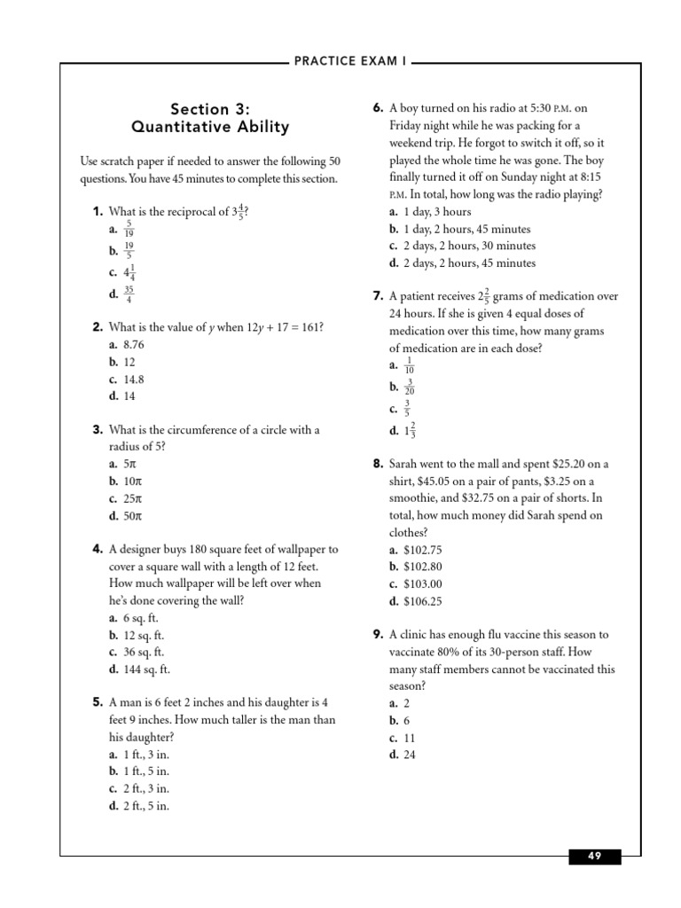 Quantitative Ability Practice Questions | PDF