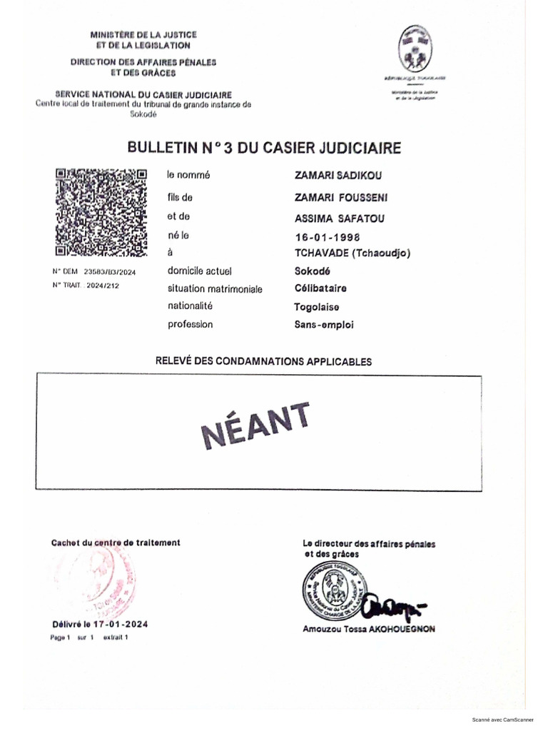 Casier Judiciaire | PDF