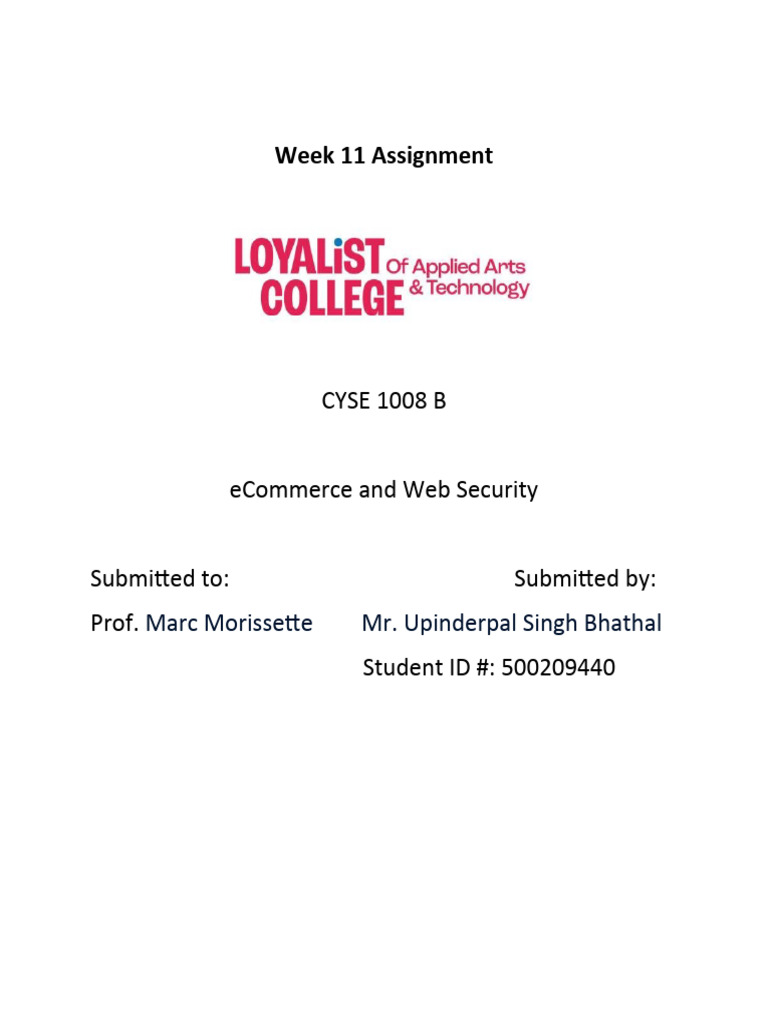 Week 11 Assignment Upinderpal Singh Bhathal | PDF