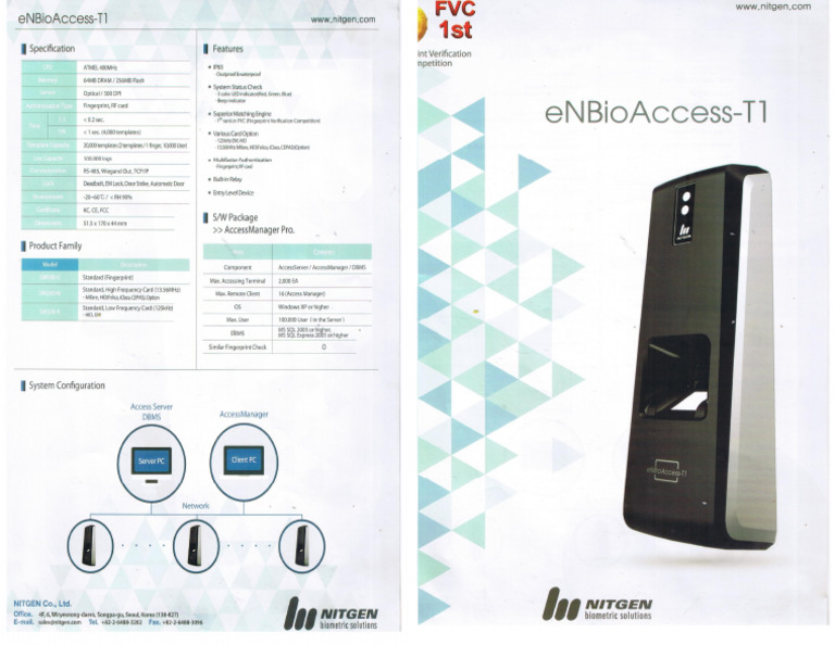 Nitgen eNBio Access T1 | PDF