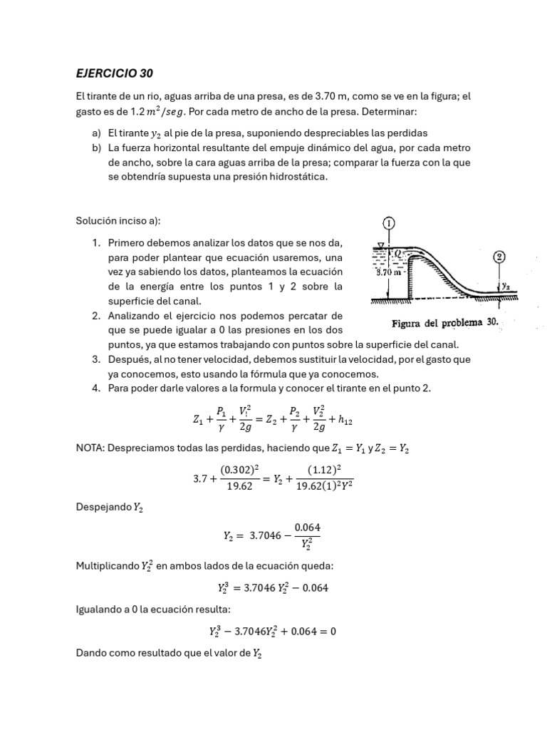 Ejercicio 30 | PDF | Represa | Mecánica de Medios Continuos