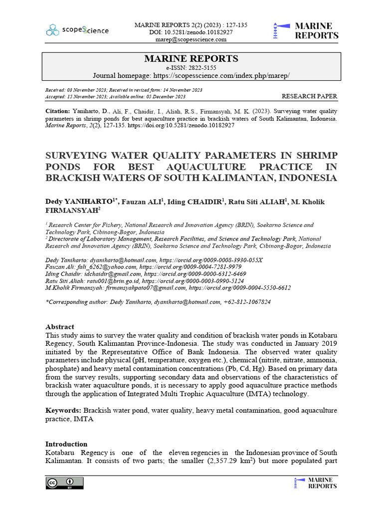 5 Yaniharto Etal 2023 MAREP | PDF | Aquaculture | Water