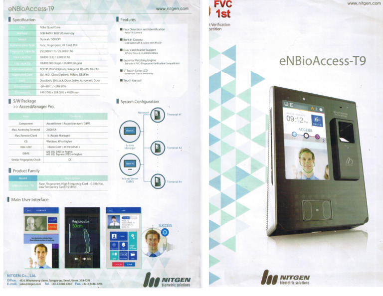 Nitgen eNBio Access T9 | PDF