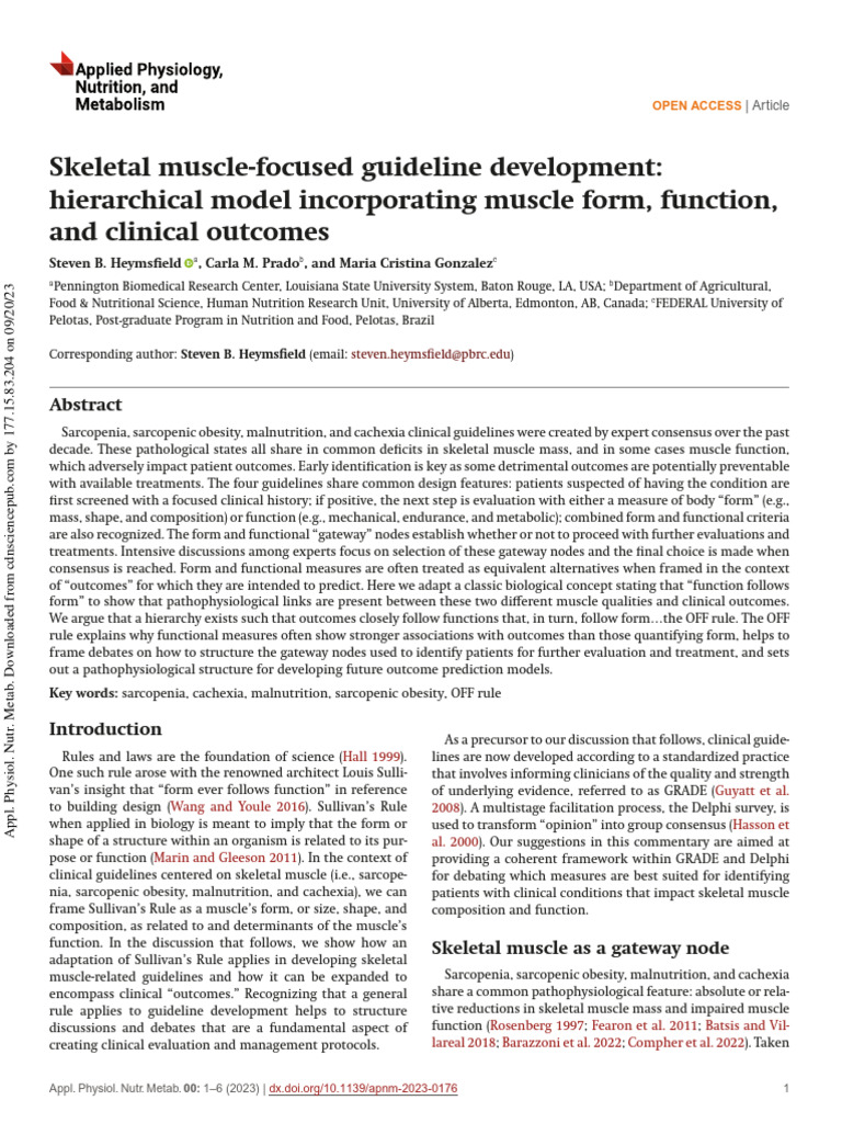 2023 - Skeletal Muscle Focused Guideline Development Hierarchical Model ...