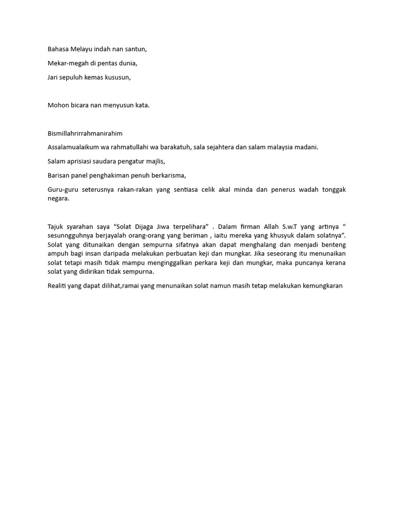 Teks Syarahan Melayu Solat Sempurna | PDF