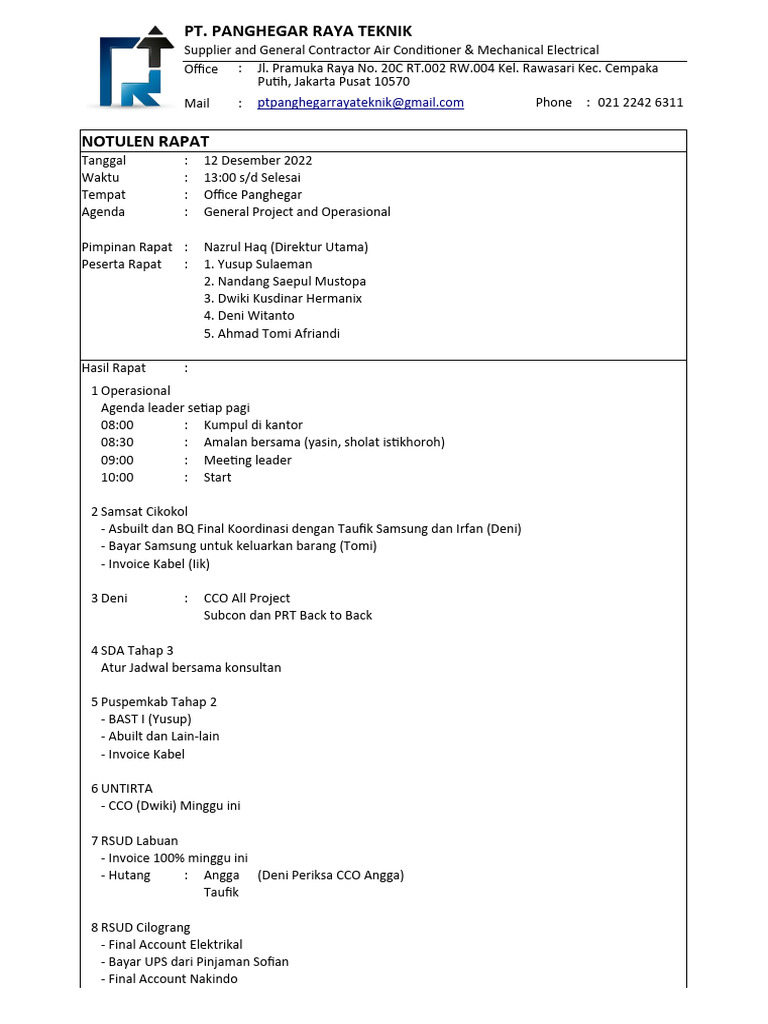 Form Notulen Rapat | PDF | Teknologi & Rekayasa