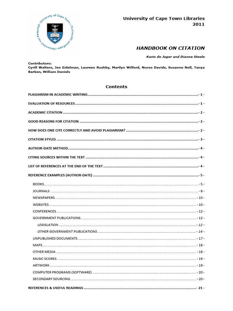 Library Citation Handbook - Referencing | PDF | Citation | Plagiarism