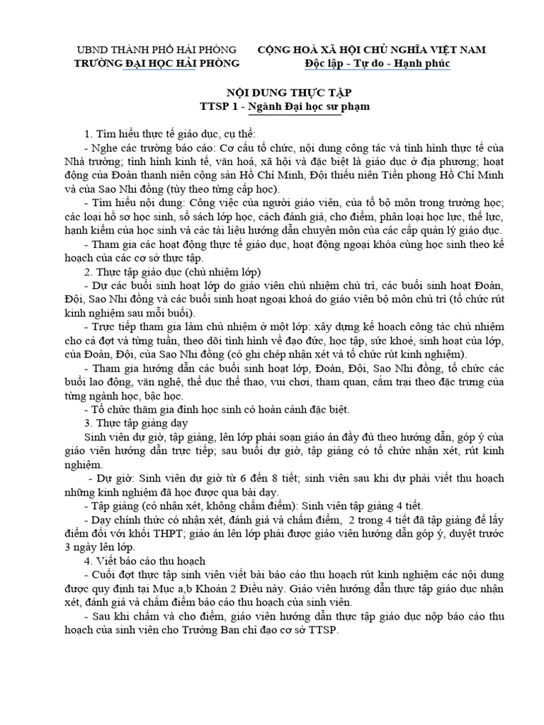 H Sơ TTSP 1 - ĐHSP | PDF