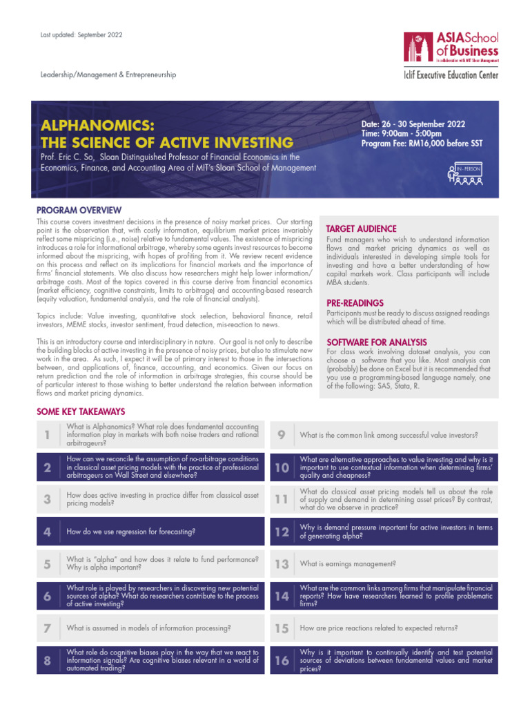 Alphanomics The Science of Active Investing 7th Sept Compressed | PDF ...