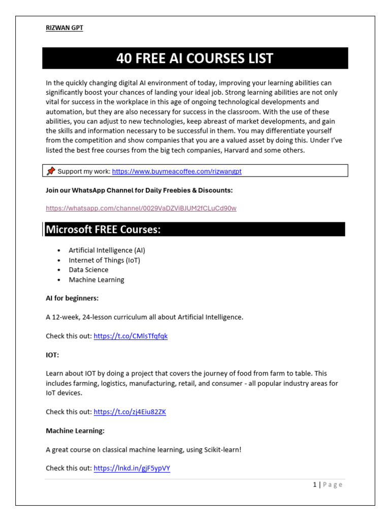 40 Free Ai Courses List | PDF | Artificial Intelligence | Intelligence (AI) & Semantics