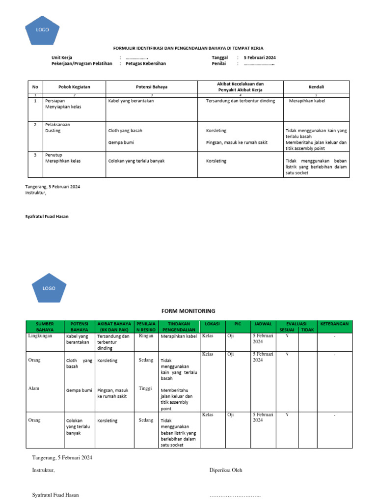 Menerapkan K3 Di Tempat Kerja - JSA & Form Monitoring | PDF