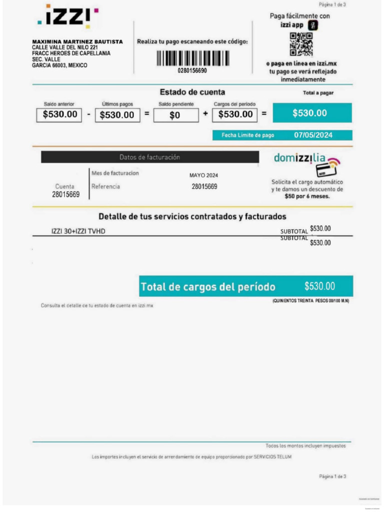Reciboeditable Izzi | PDF
