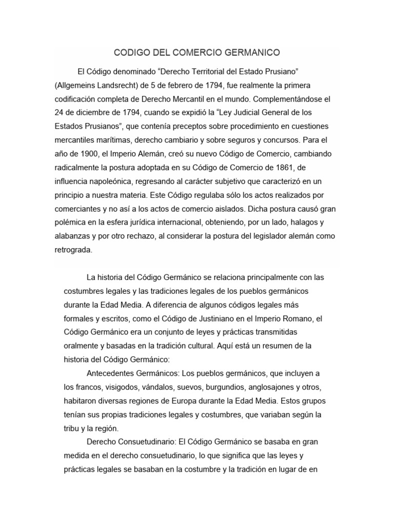 Codigo Del Comercio Germanico | PDF | Pueblos germánicos | Edades medias