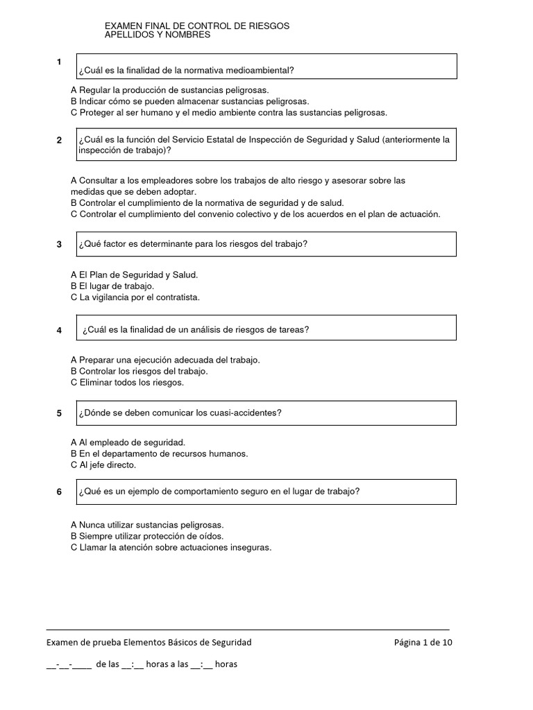 Proefexamen SPAANS B VCA 2014 | PDF | Valores | Grúa (máquina)